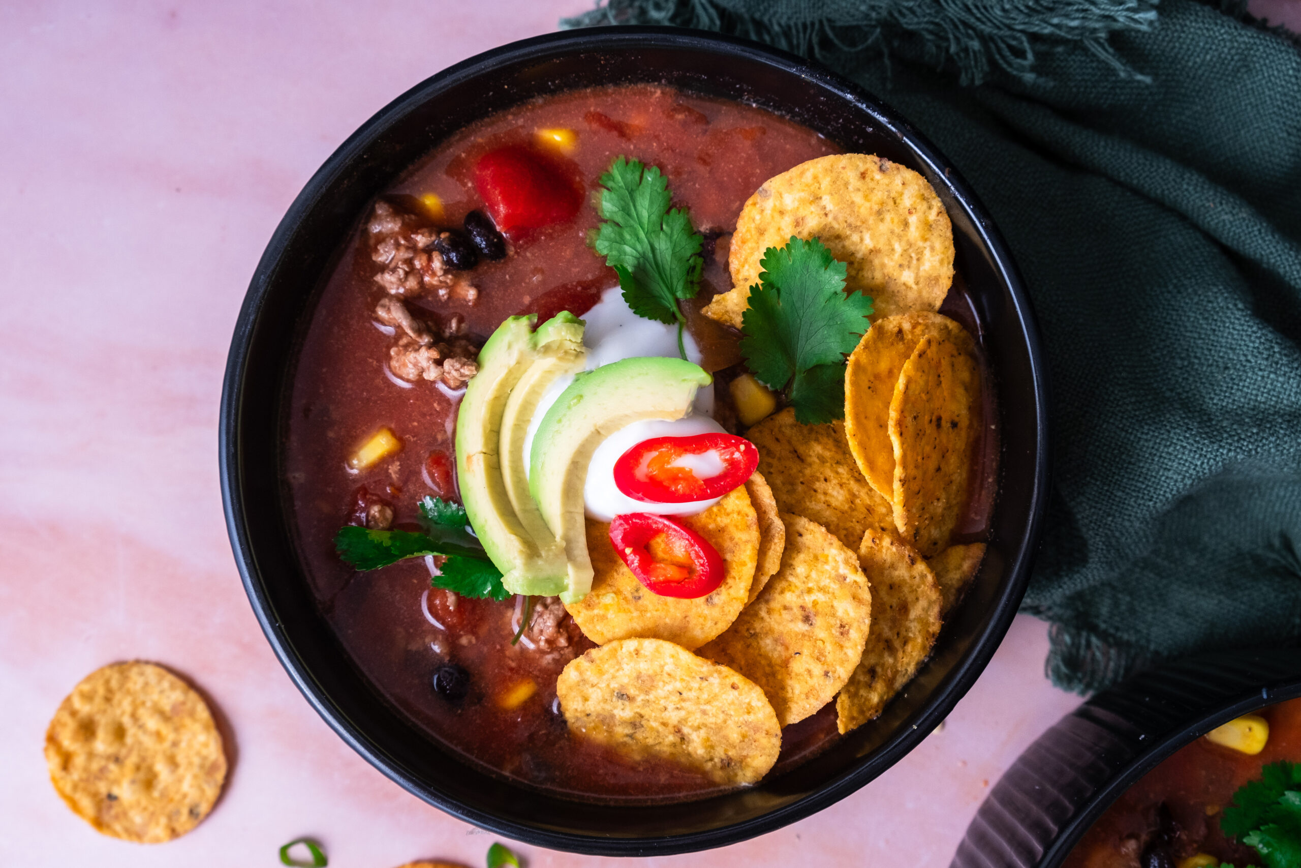 Mexican Ground Beef Taco Soup with Black Beans - Athlete Lunchbox